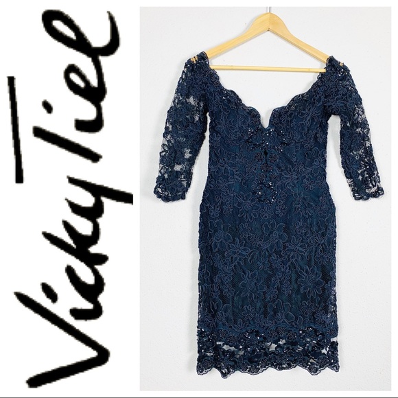 Vicky Tiel | Dresses | Vintage Vicky Tiel Couture Black Lace Beaded Dress | Poshmark